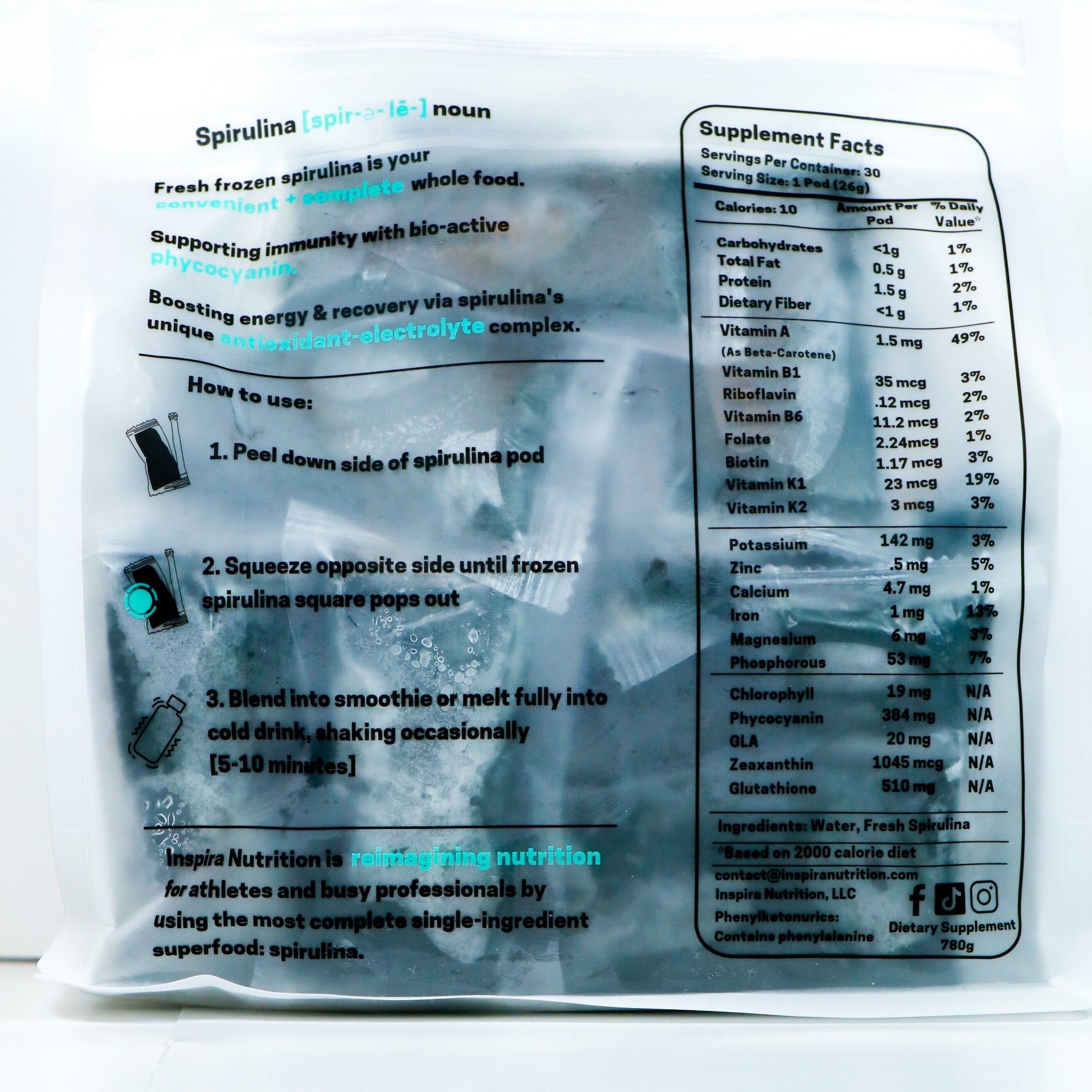 Inspira Spirulina – Raw, Flash Frozen Spirulina – Inspira Nutrition